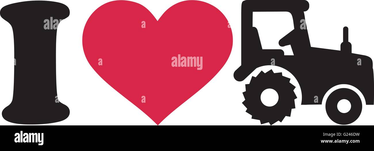 I love Tractor Stock Vector Image & Art - Alamy
