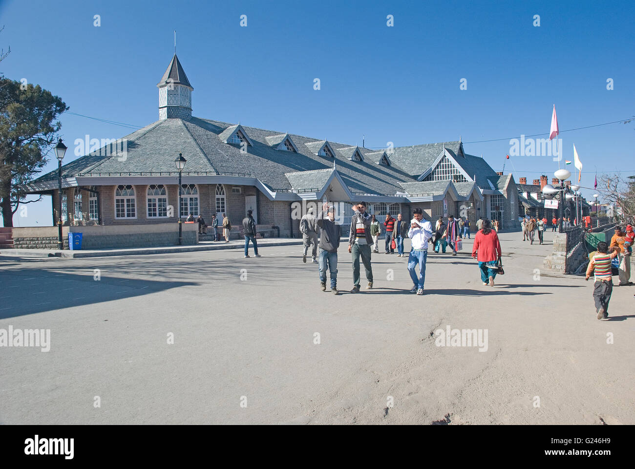 Old colonial buildings at the Mall, Shimla, Himachal Pradesh, India ...