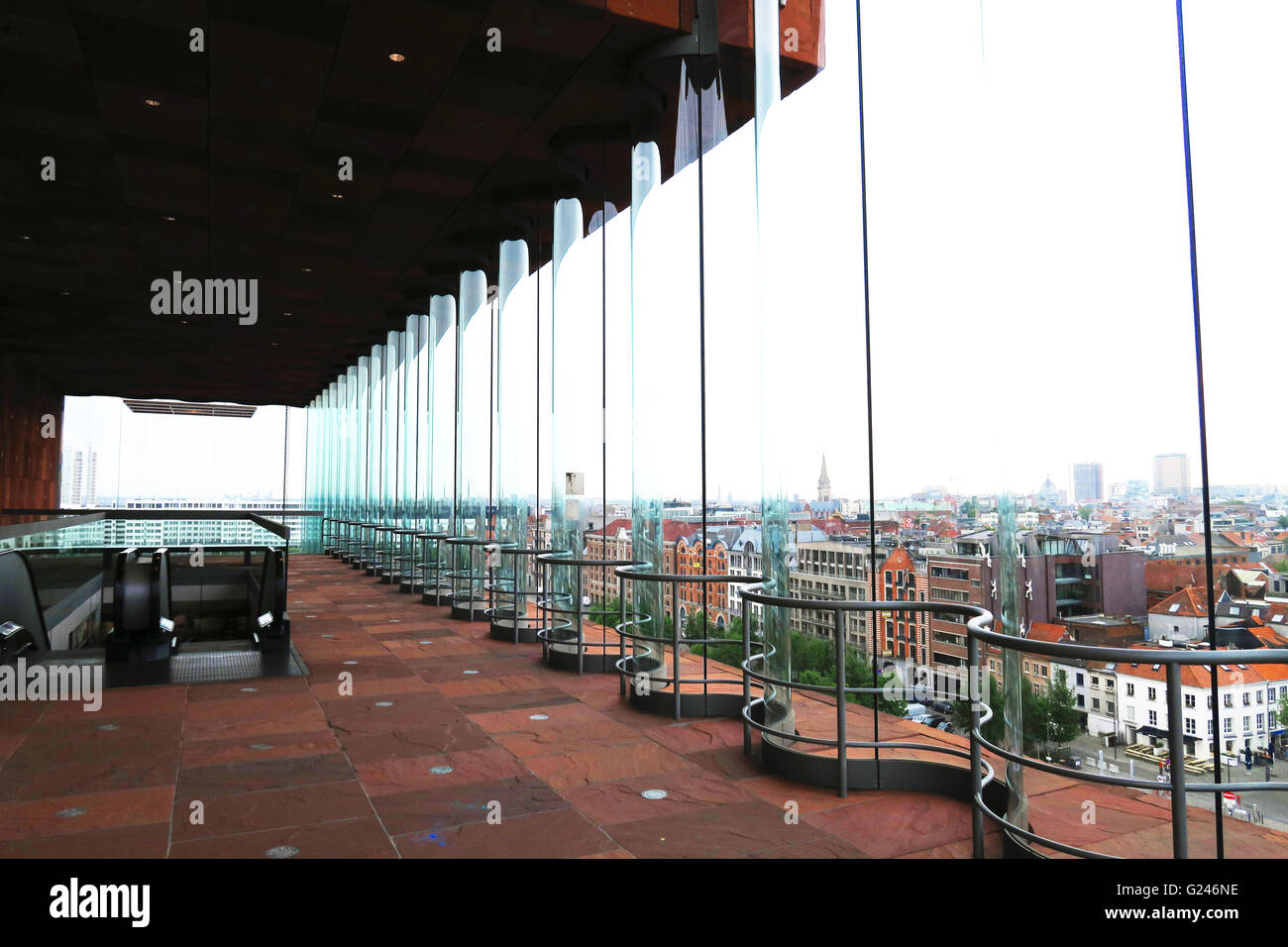 Interior MAS museum and view of Antwerp town roofs Stock Photo - Alamy