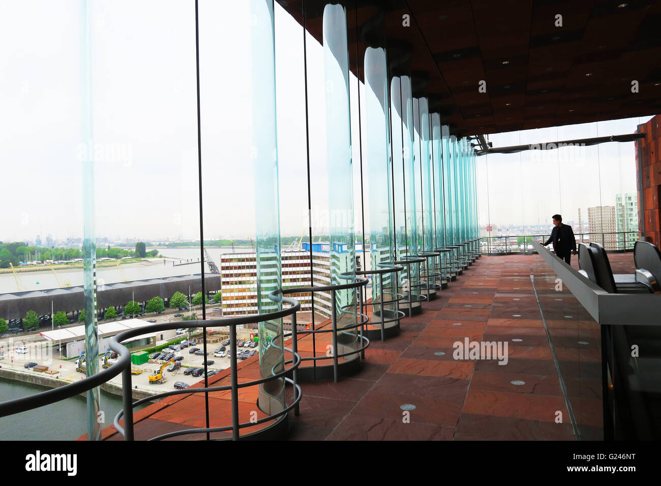 View of Antwerp and river from inside the MAS museum Stock Photo - Alamy