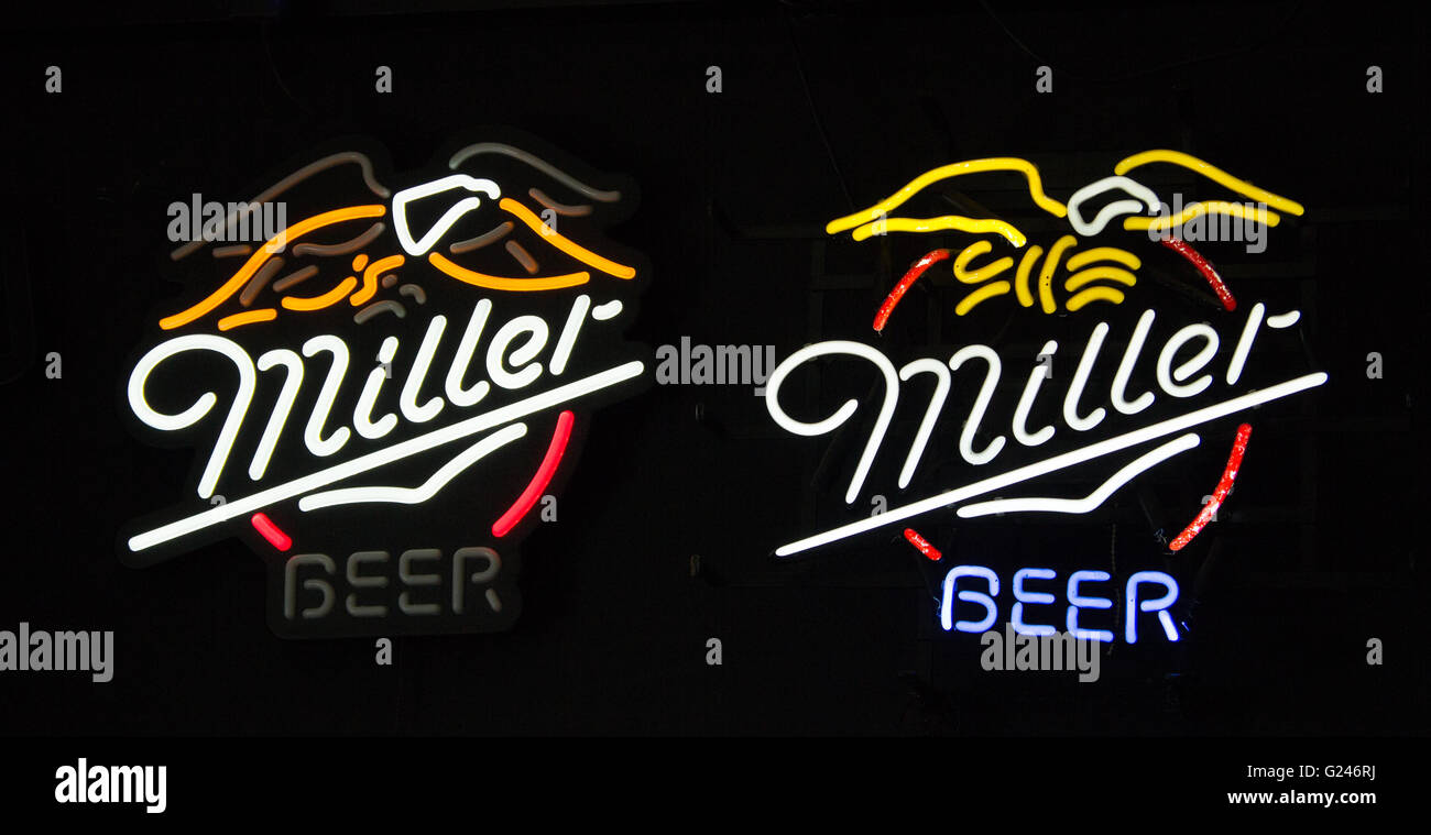 The signages for beer using special technology neon Stock Photo - Alamy