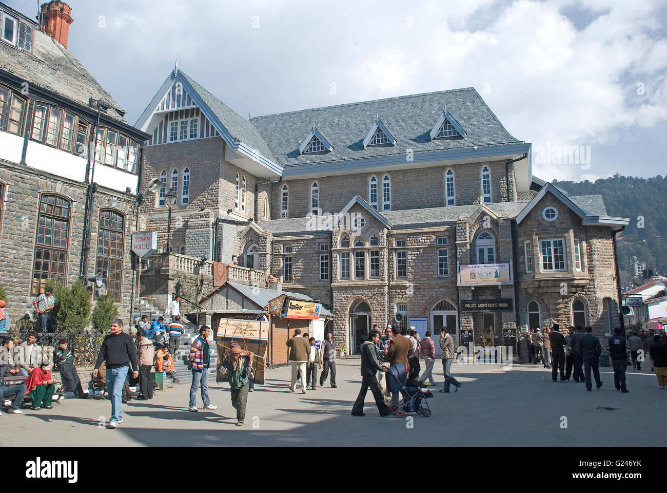 Old colonial buildings at the Mall, Shimla, Himachal Pradesh, India ...