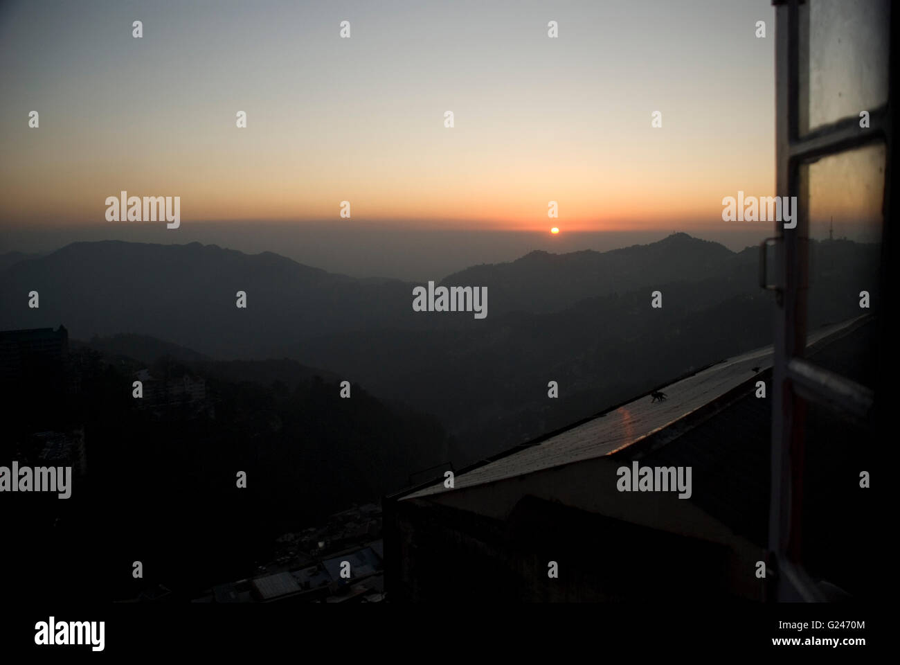 Sunrise from window, Shimla, Himachal Pradesh, India Stock Photo - Alamy