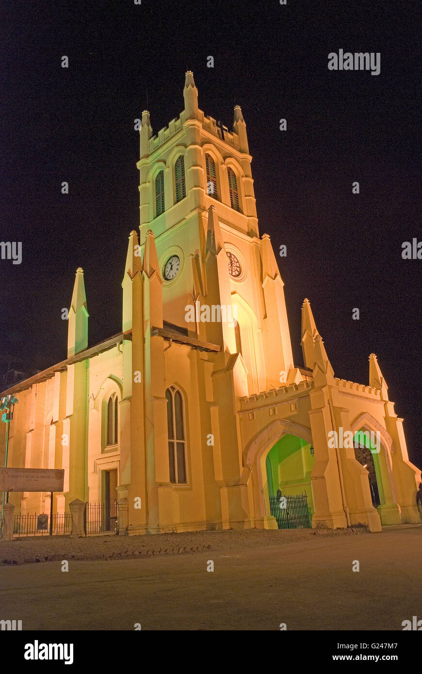 Christ Church at night, Mall, Shimla, Himachal Pradesh, India Stock ...