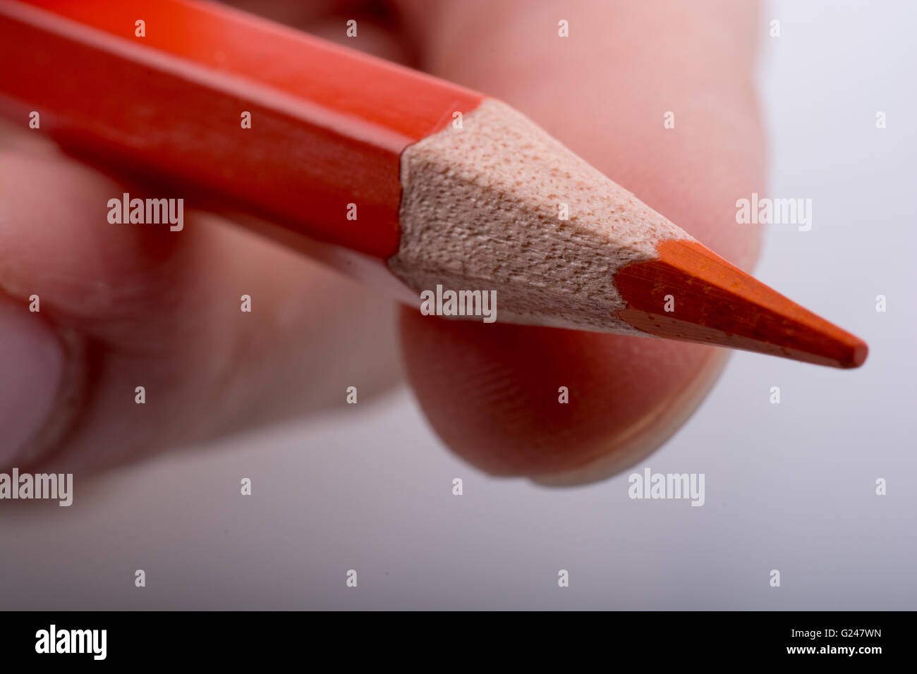 Hand holding color pencil on a white background Stock Photo - Alamy