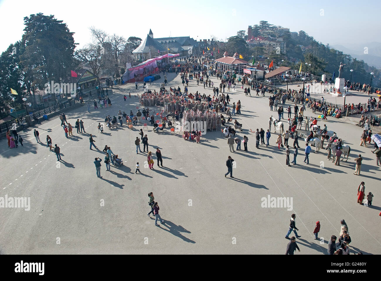 Old colonial buildings at the Mall, Shimla, Himachal Pradesh, India ...