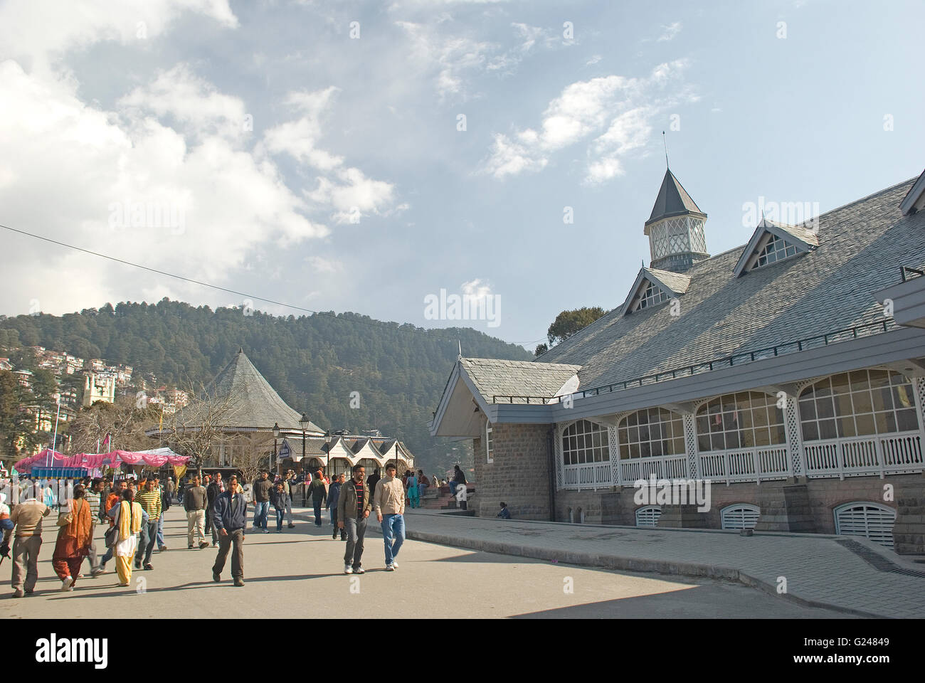 Old colonial buildings at the Mall, Shimla, Himachal Pradesh, India ...