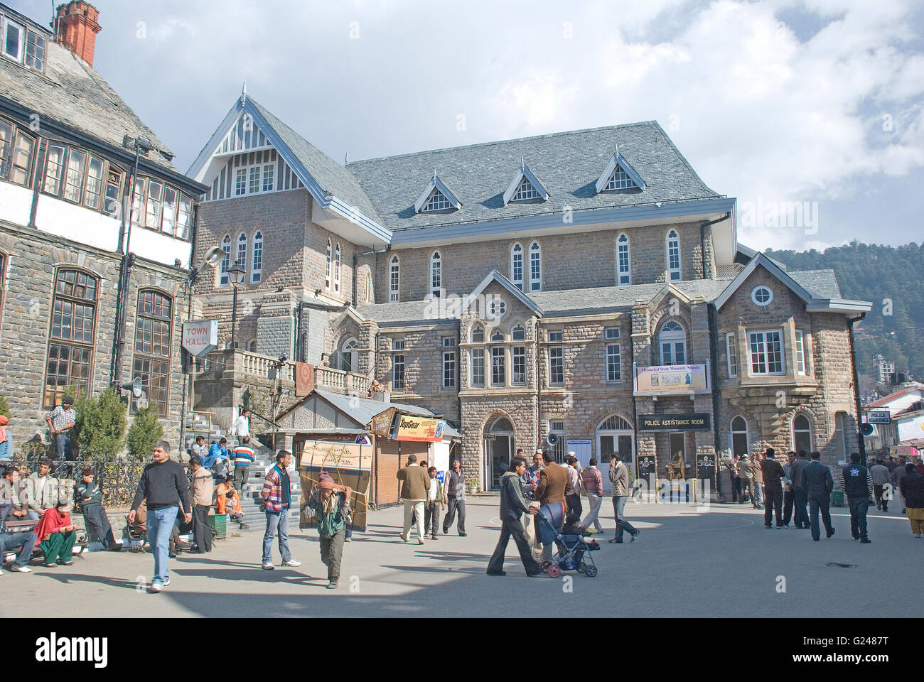 Old colonial buildings at the Mall, Shimla, Himachal Pradesh, India ...