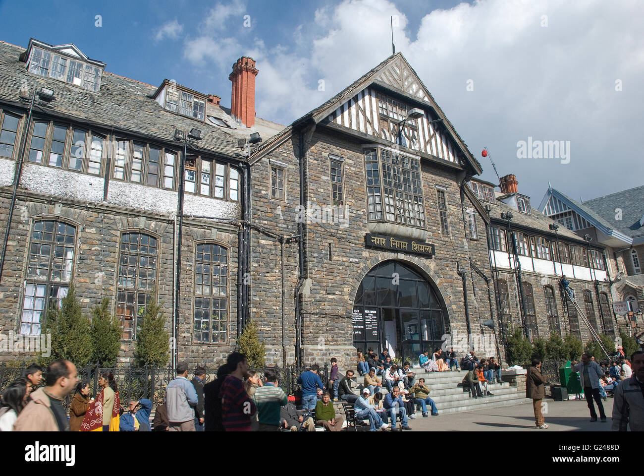 Old colonial buildings at the Mall, Shimla, Himachal Pradesh, India ...