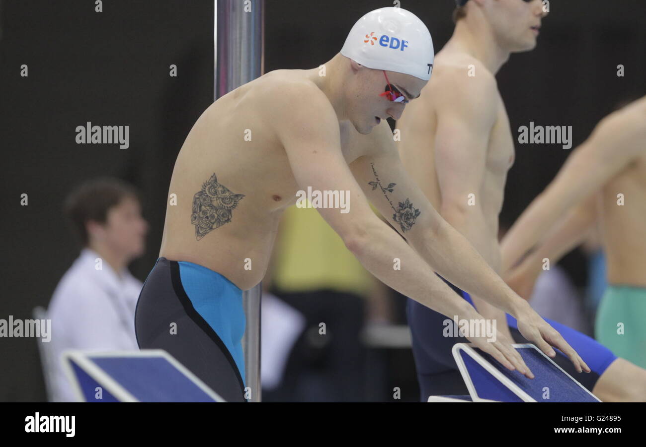 London, England: May 20, 2016 Cute french swimmer Clement 3rd in the ...