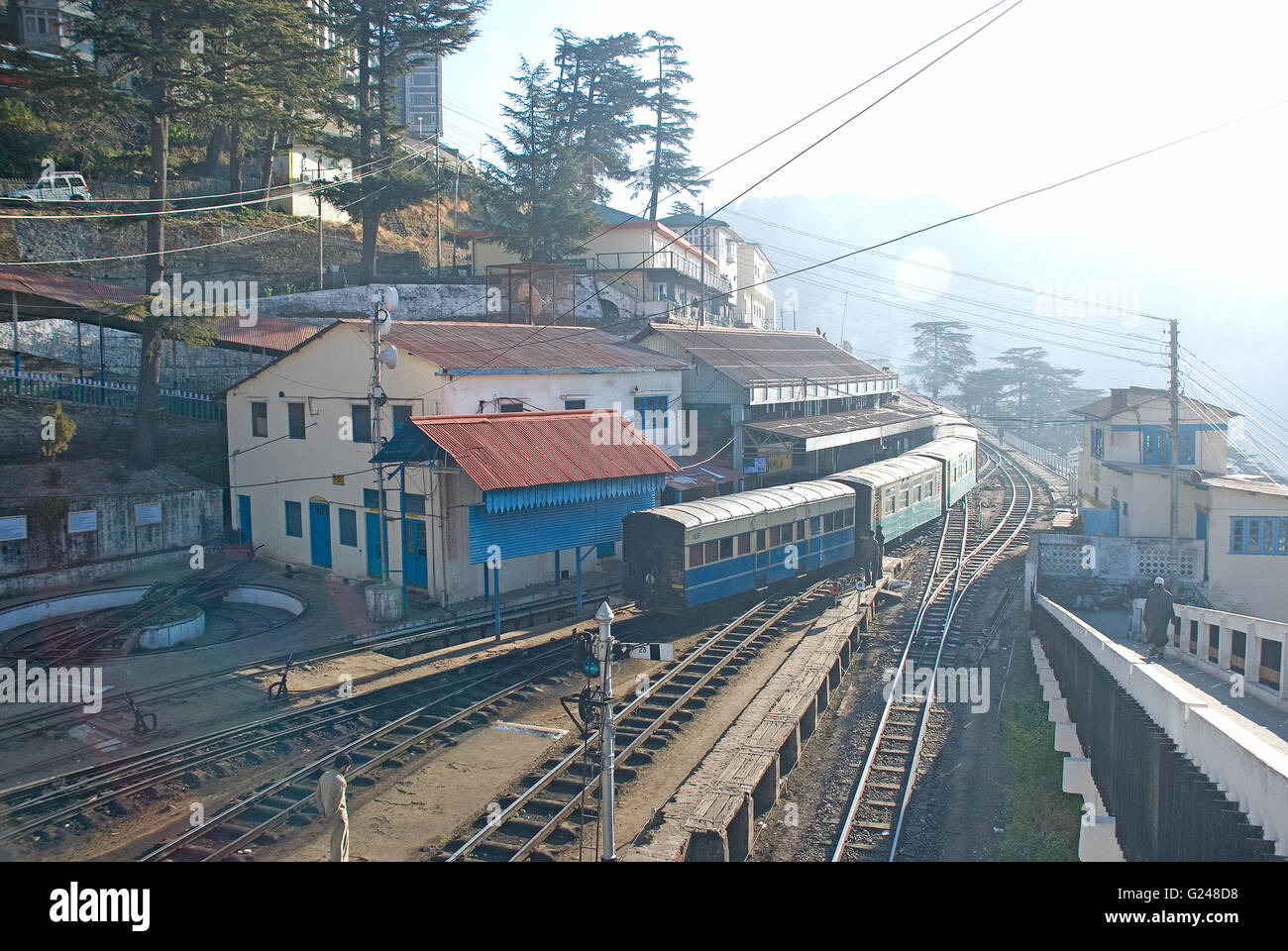 Kalka-Shimla narrow gauge mountain railway train at Shimla station ...