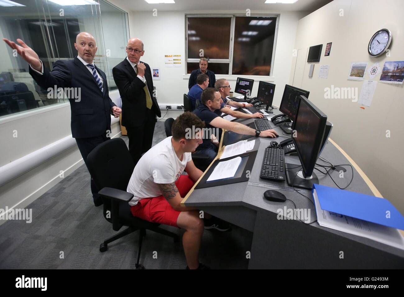 Shown virtual control room simulates day hi-res stock photography and ...