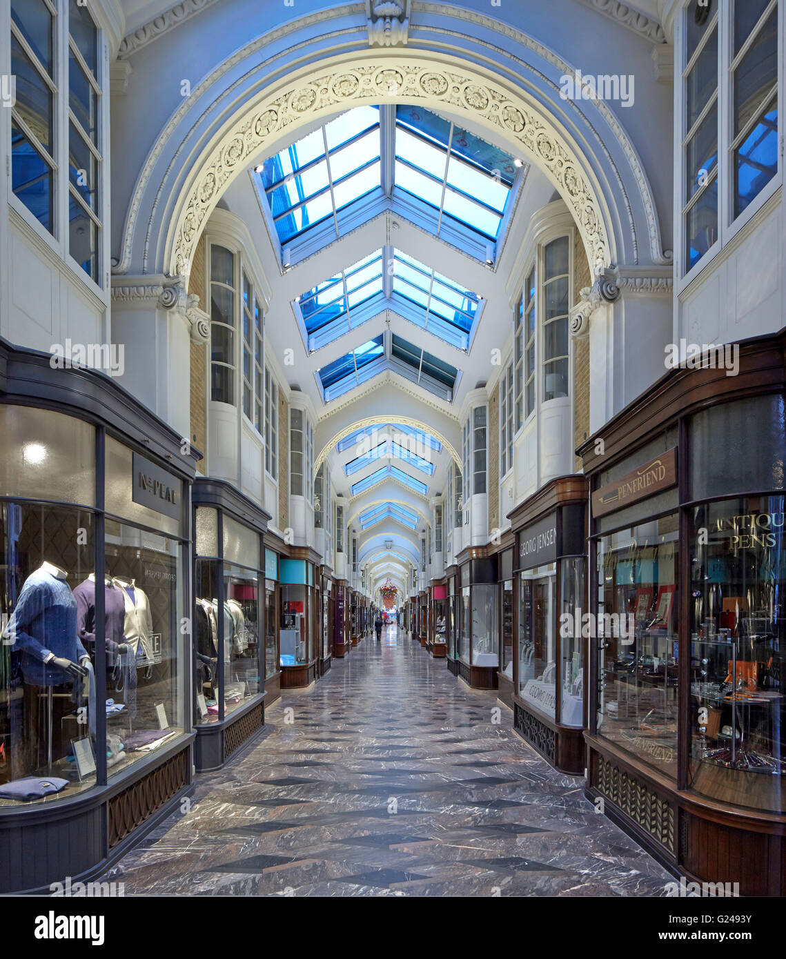 Overall view inside arcade. Burlington Arcade, London, United Kingdom ...