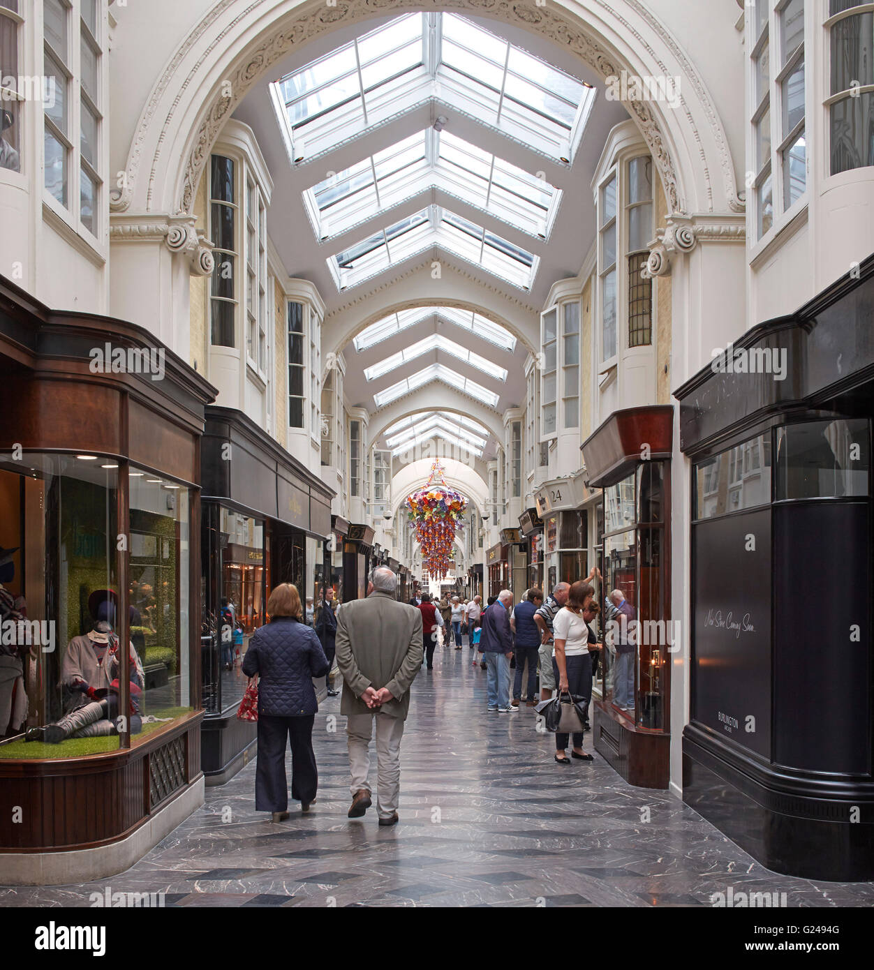Overall view inside arcade. Burlington Arcade, London, United Kingdom ...