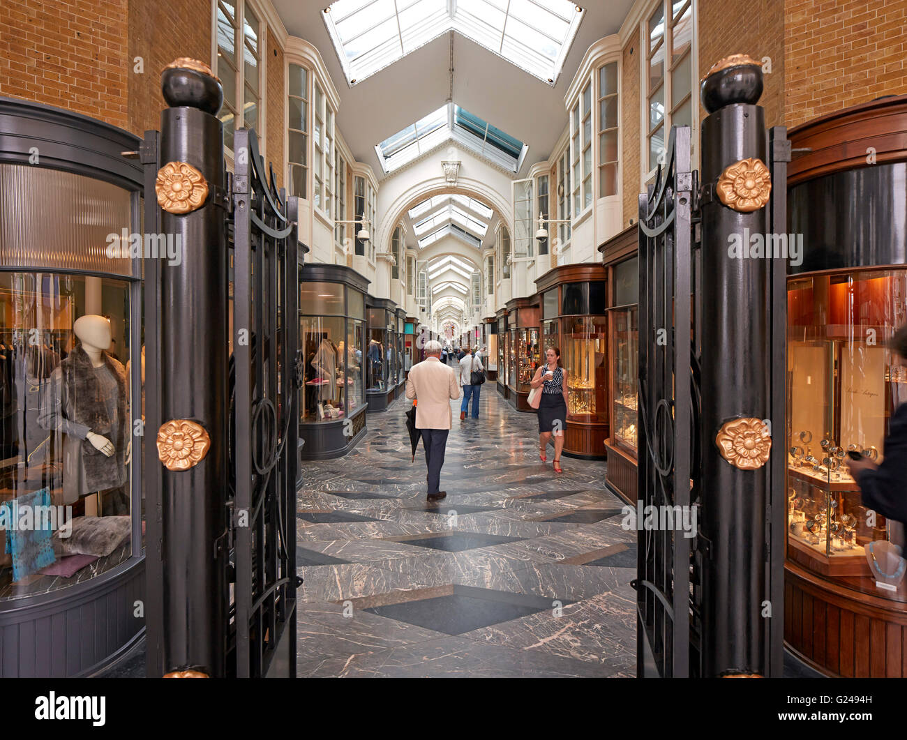 Overall view inside arcade. Burlington Arcade, London, United Kingdom ...