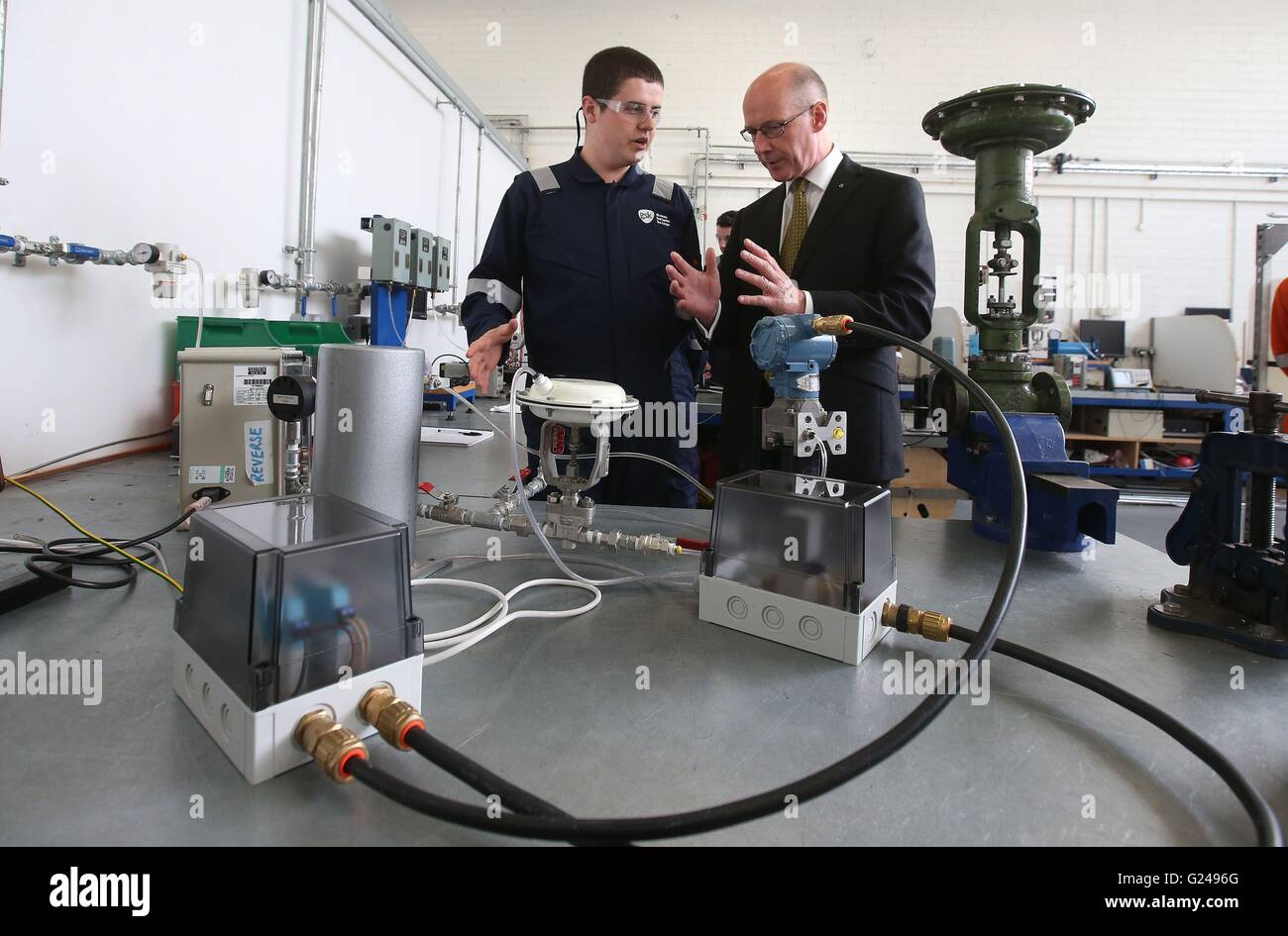 Deputy First Minister and Education Secretary John Swinney chats with ...