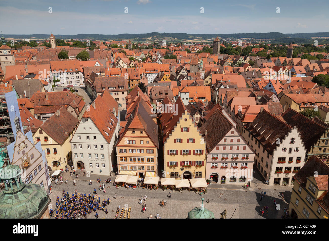 View from the tower of the Town Hall of Marktplatz square, historic ...