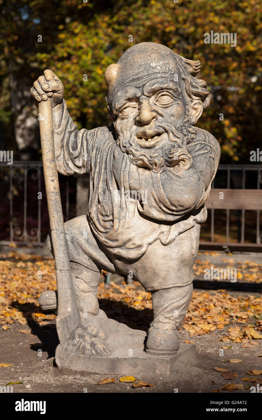 Dwarf figure in Zwerglgarten, Mirabell Gardens, Salzburg, Land Salzburg ...
