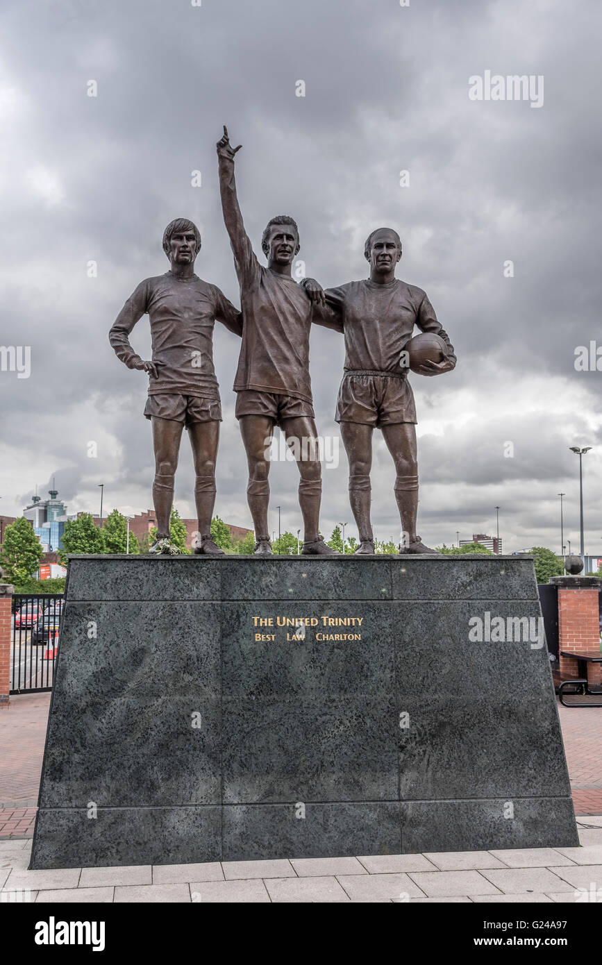 The United Trinity statue of Best Law and Charlton at Manchester United ...