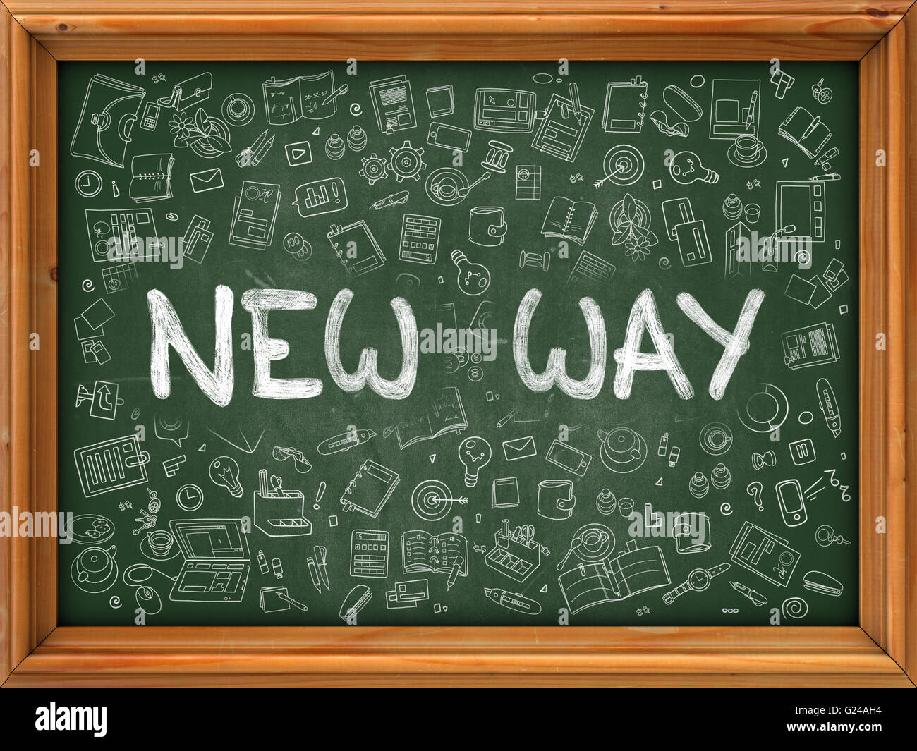 New Way - Hand Drawn on Green Chalkboard Stock Photo - Alamy