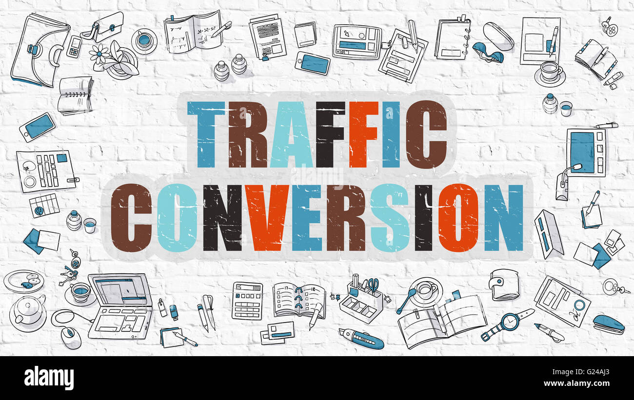 Traffic Conversion Concept with Doodle Design Icons Stock Photo - Alamy