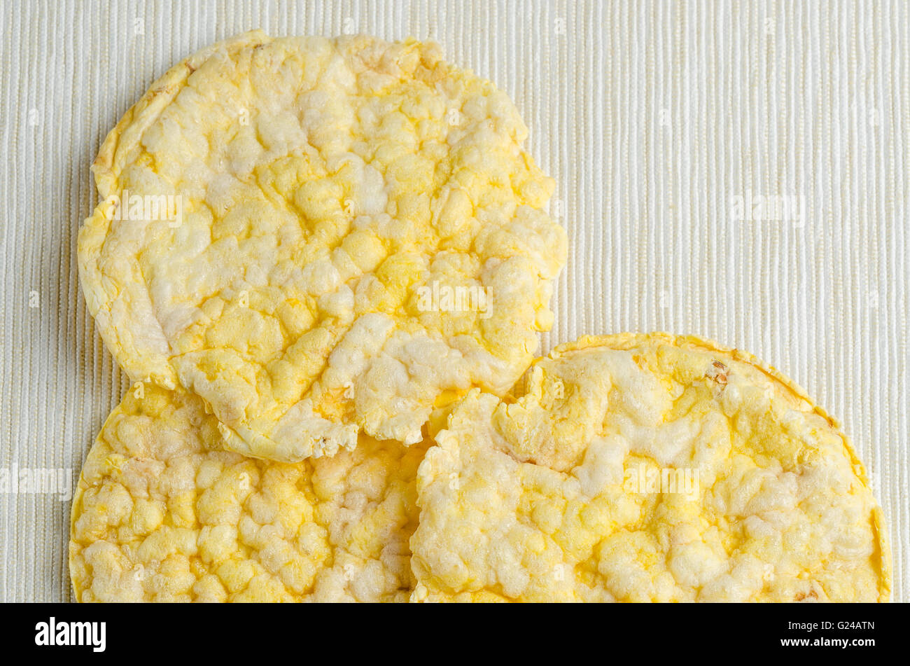 corn cake, puffed corn on table, breakfast background Stock Photo - Alamy