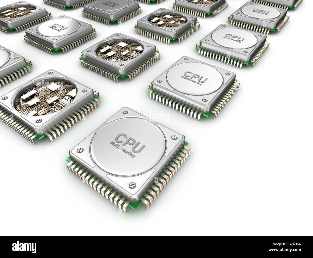 Array of CPU's . Central processor units isolated on white Stock Photo ...