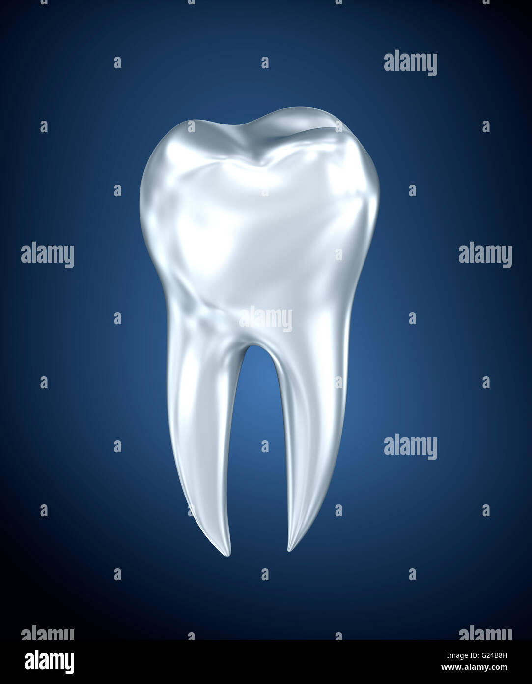 Tooth on a blue background Stock Photo - Alamy