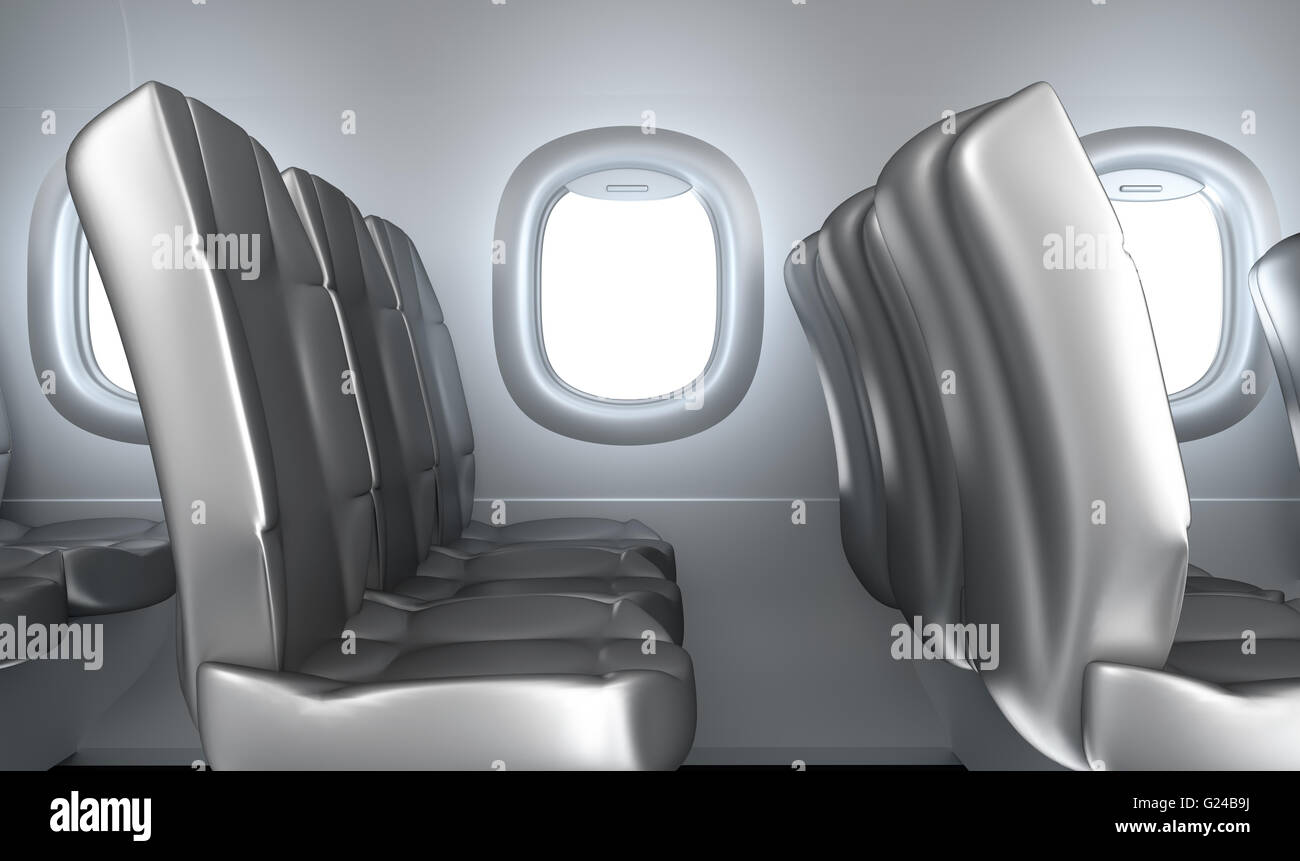 Airplane interior, seats, window Stock Photo - Alamy