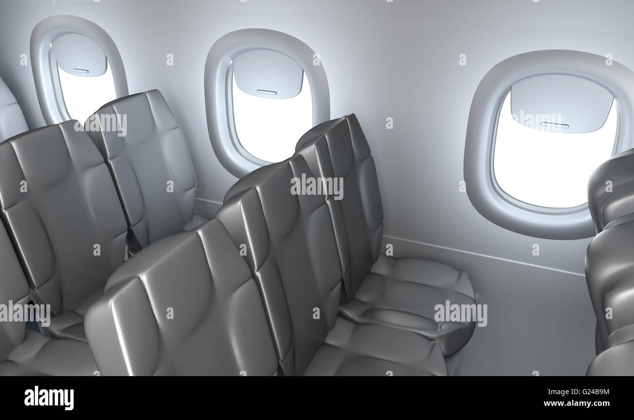 Airplane interior, seats, window Stock Photo - Alamy