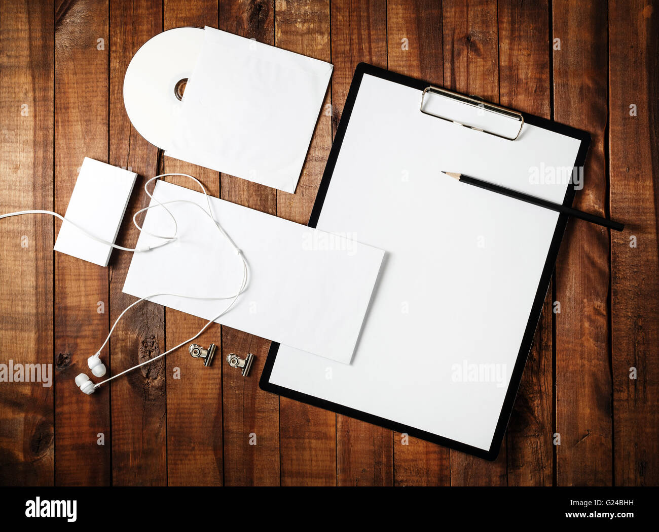 Blank mock-up for design portfolios on wooden table background. Blank ...
