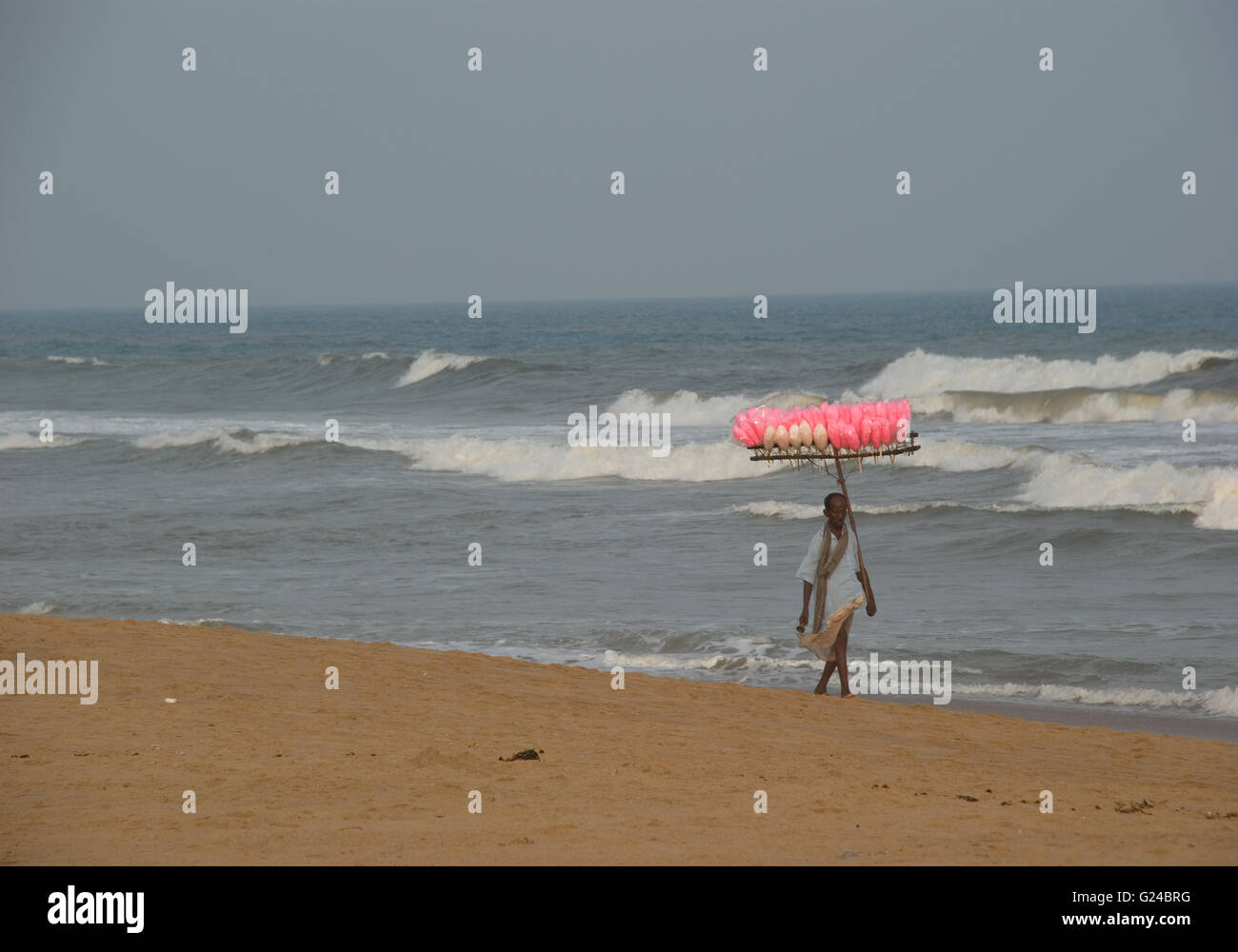 Puri sea beach with vendors ready for tourists to enjoy the sea, Puri ...