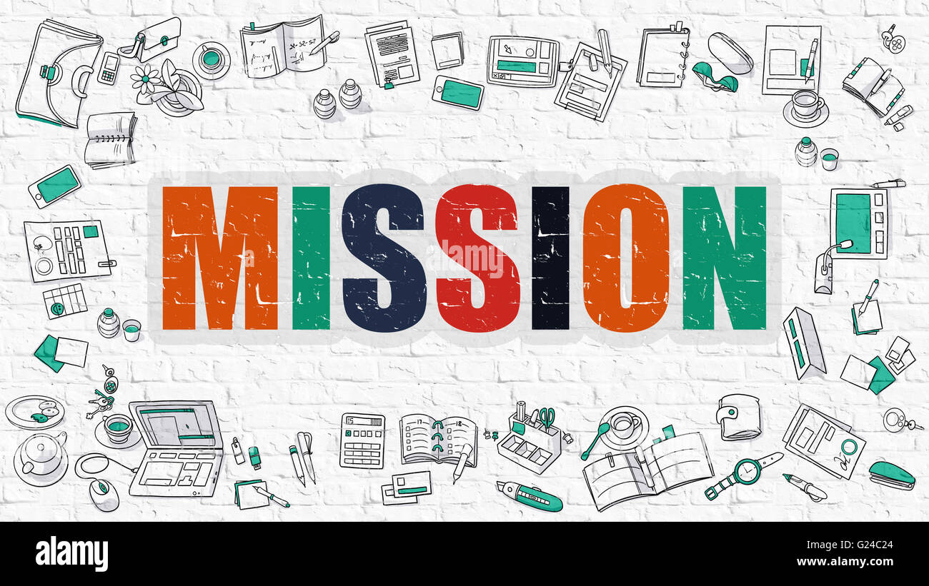 Mission Concept. Multicolor on White Brickwall Stock Photo - Alamy
