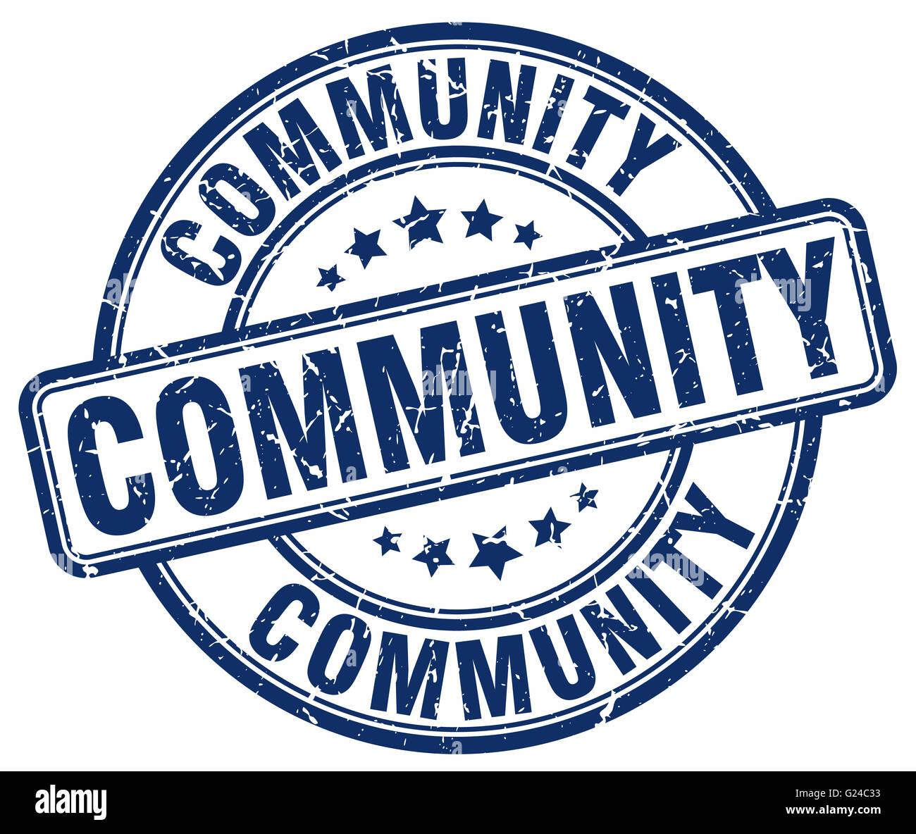 community blue grunge round vintage rubber stamp Stock Photo - Alamy