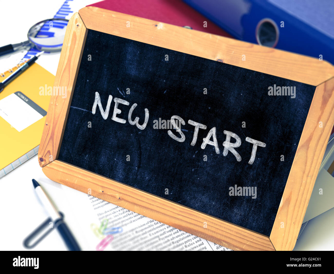 New Start Handwritten by White Chalk on a Blackboard Stock Photo - Alamy