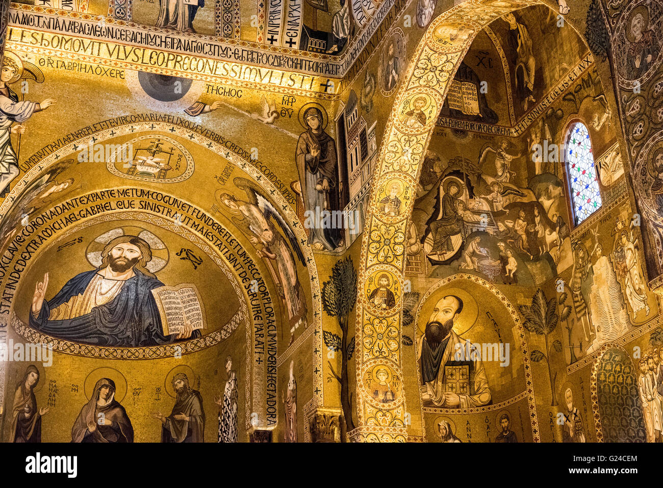 Detail of mosaic on the ceiling of the Palantine Chapel (Capella ...