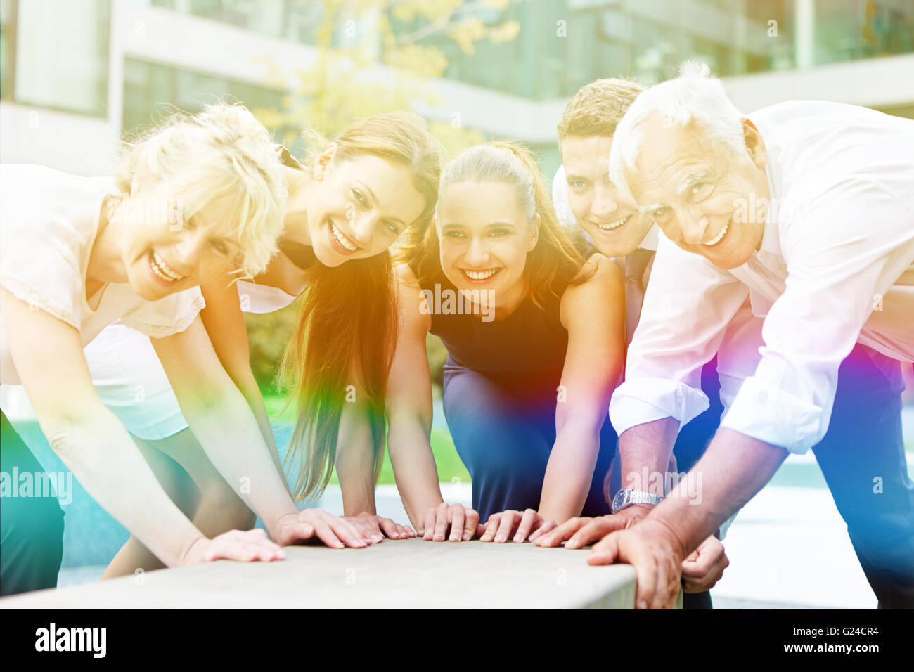 Happy smiling people with many hands helping together for teamwork ...