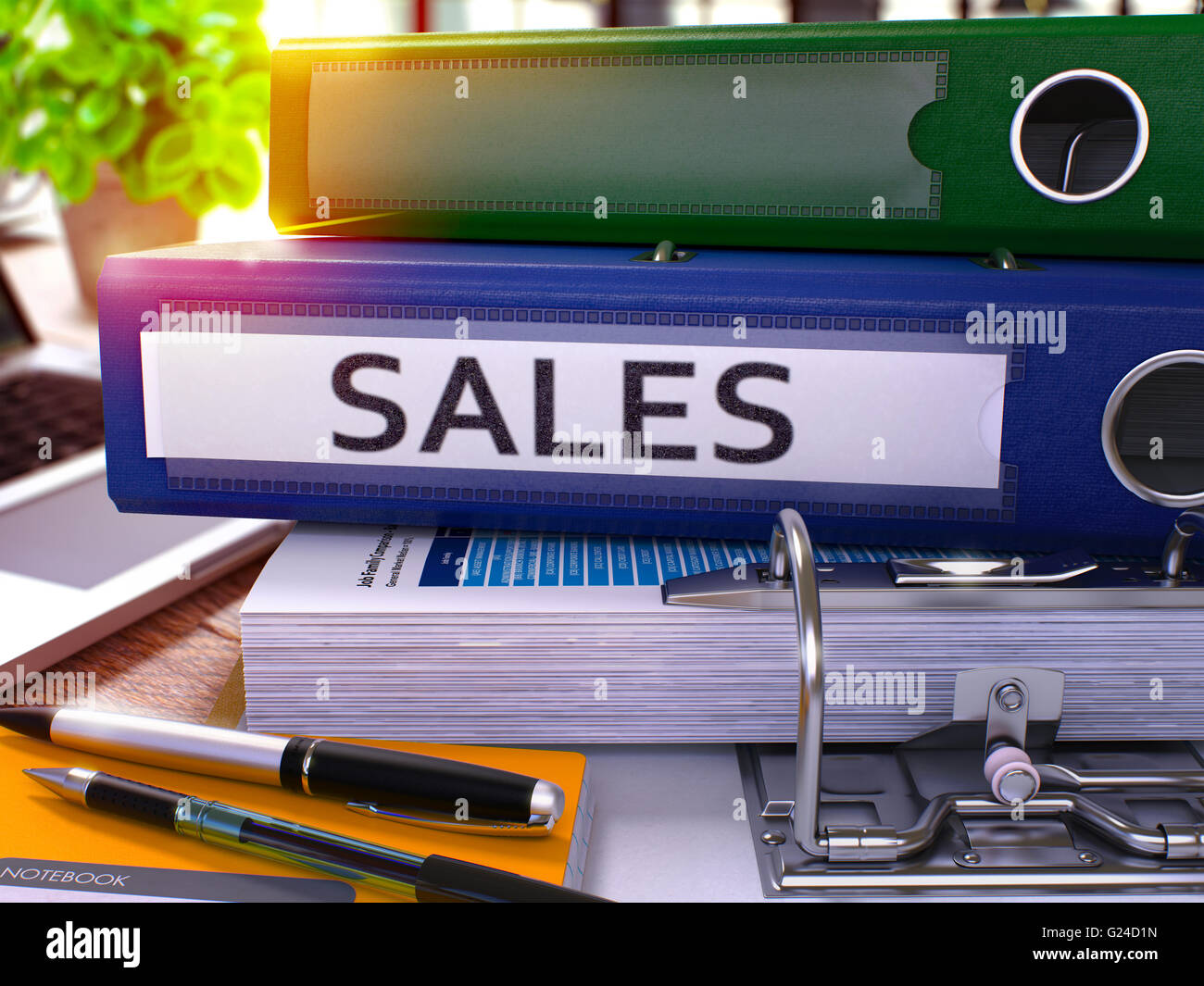 Blue Ring Binder with Inscription Sales Stock Photo - Alamy