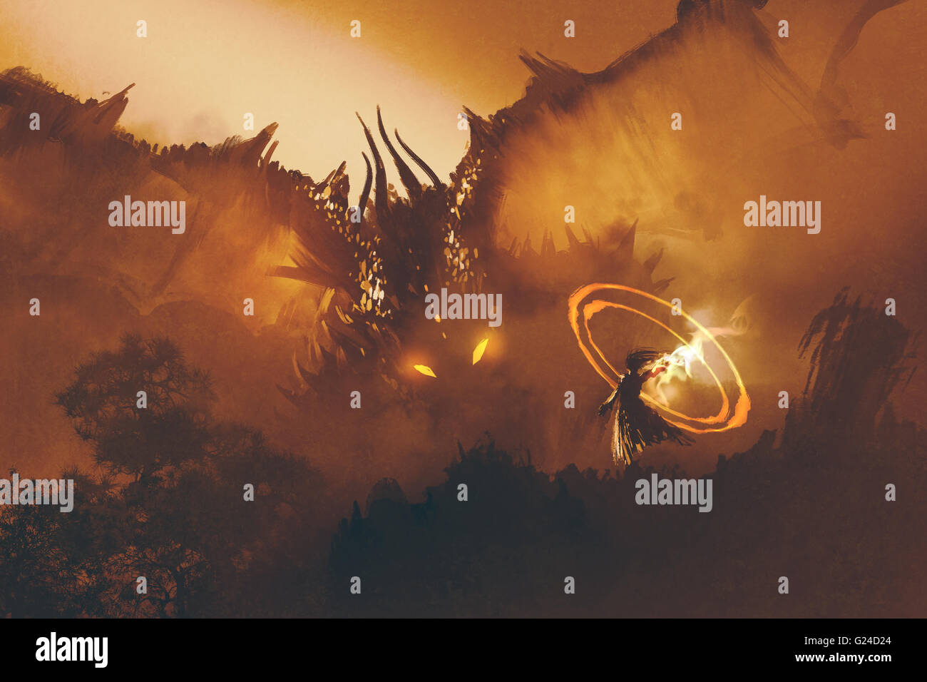 calling of the dragon,magician summoning monster,sorcerer casts a spell ...