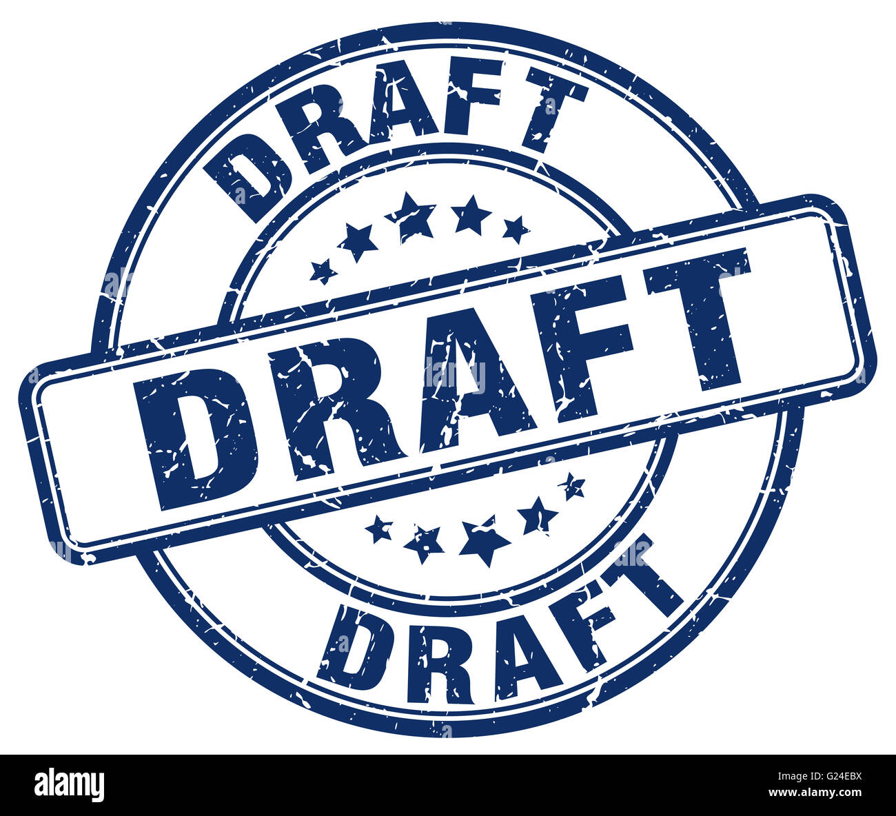 draft blue grunge round vintage rubber stamp Stock Photo - Alamy