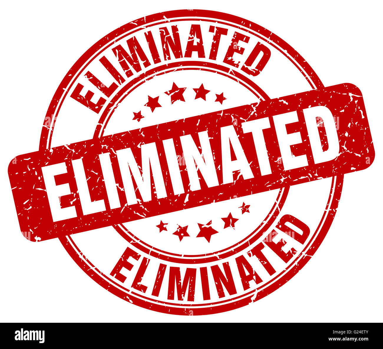 eliminated red grunge round vintage rubber stamp Stock Photo - Alamy