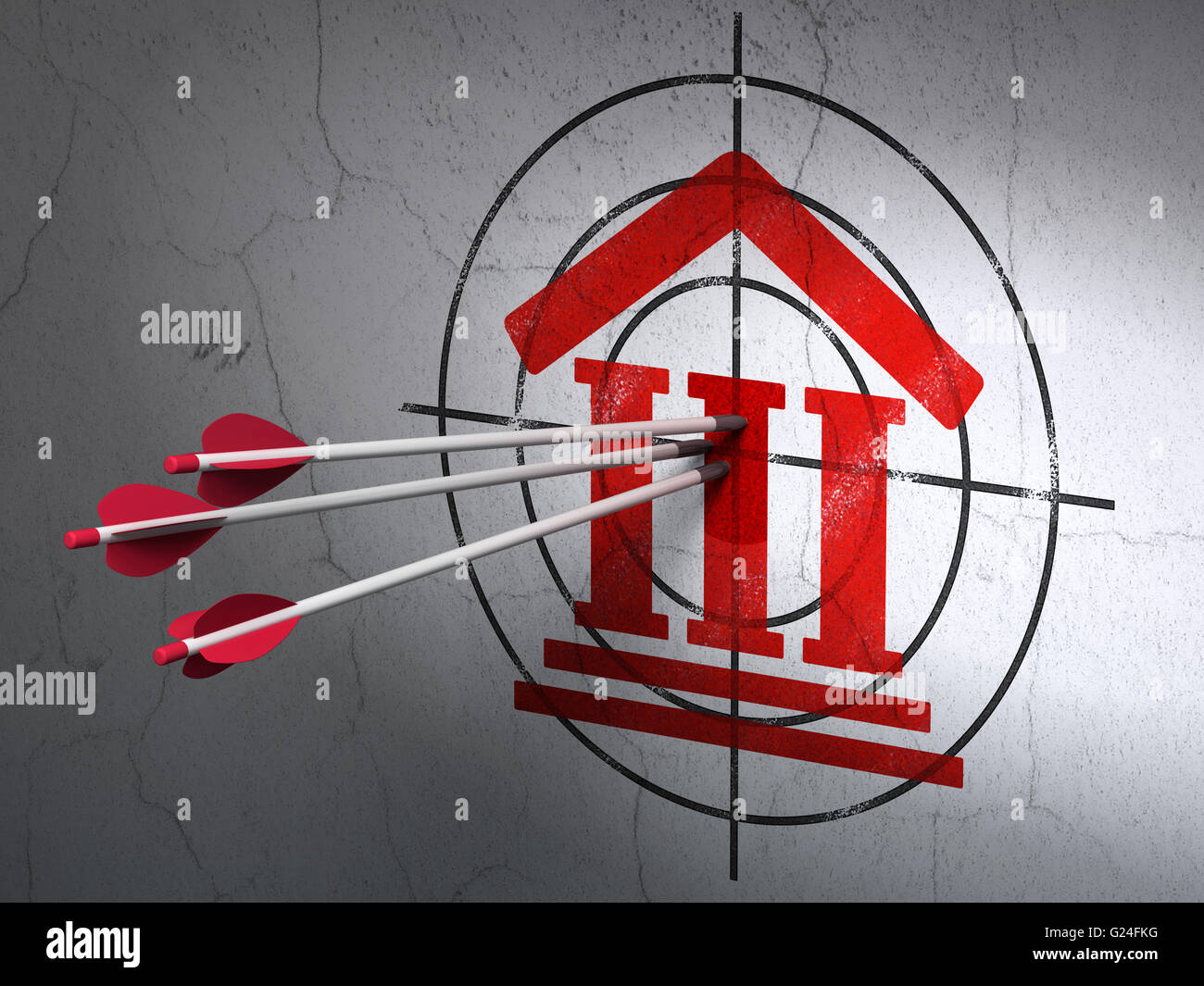 Law concept: arrows in Courthouse target on wall background Stock Photo ...