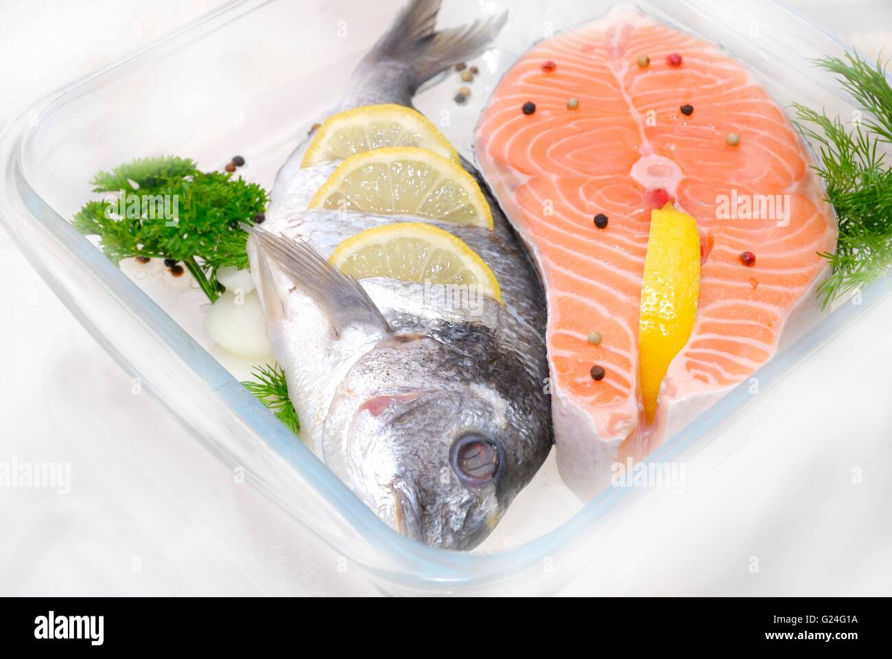 preparation salmon fish fillet before cooking Stock Photo - Alamy