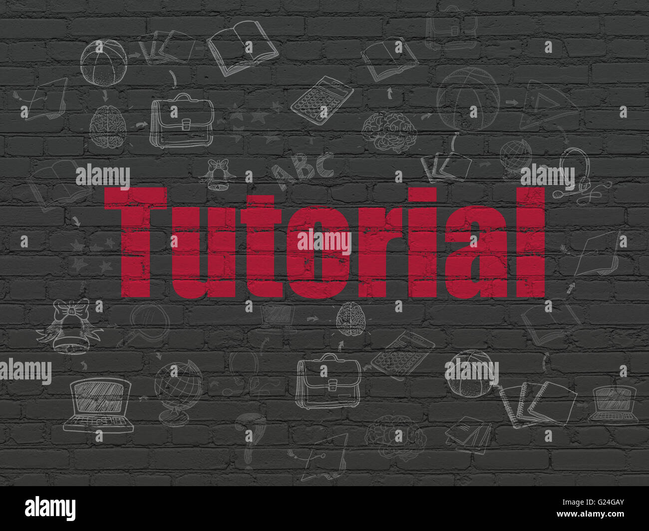 Learning concept: Tutorial on wall background Stock Photo - Alamy