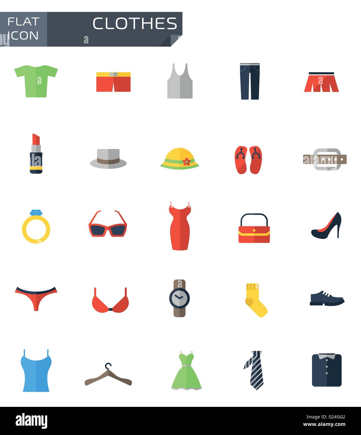 Vector flat clothes icons set Stock Vector Image & Art - Alamy