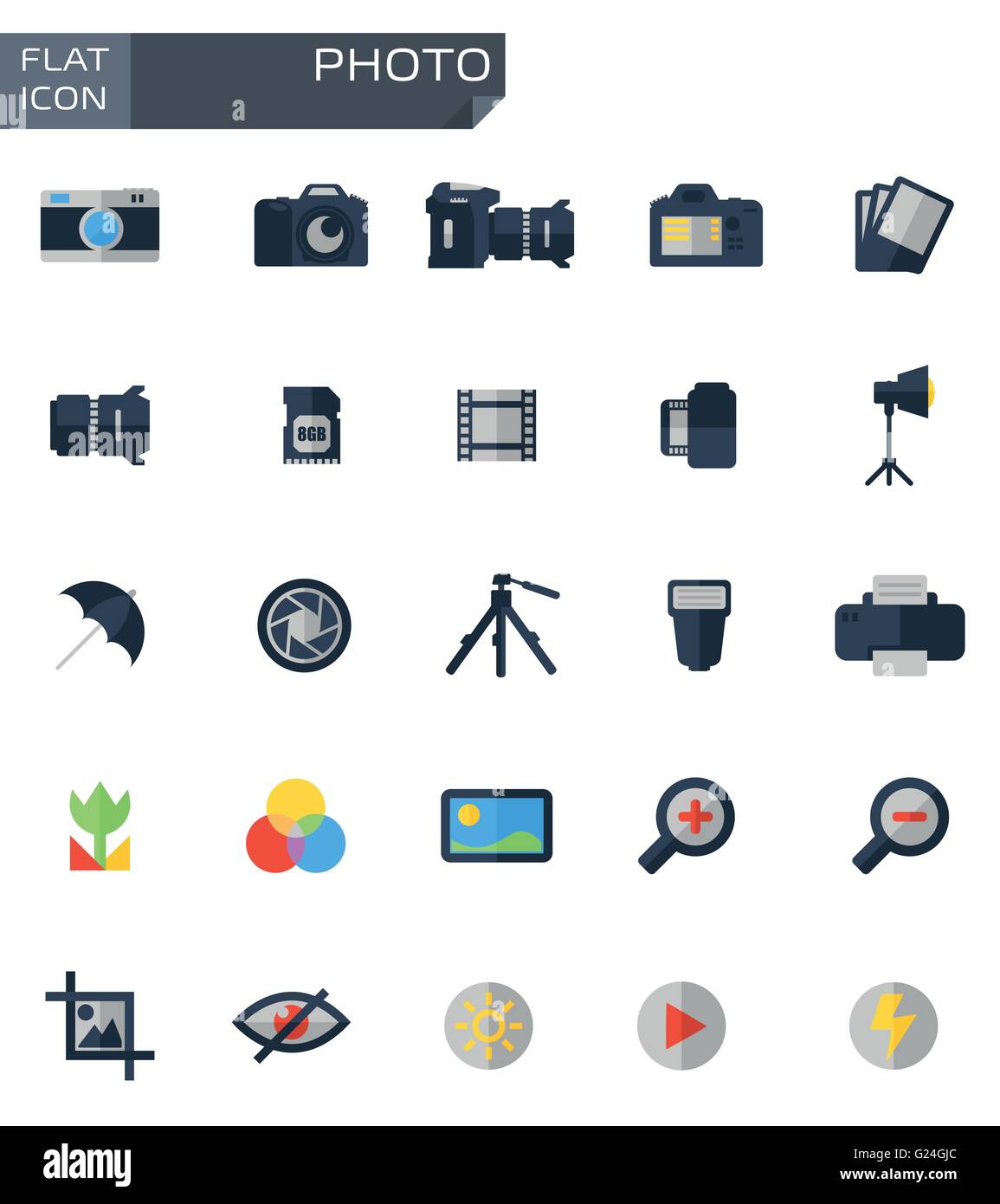 Vector flat photo icons set Stock Vector Image & Art - Alamy