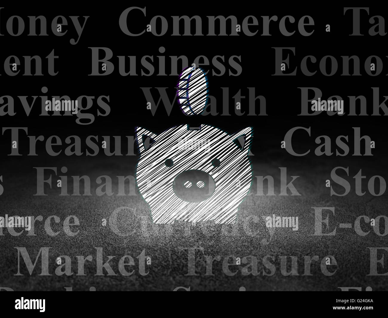 Money concept: Money Box With Coin in grunge dark room Stock Photo - Alamy