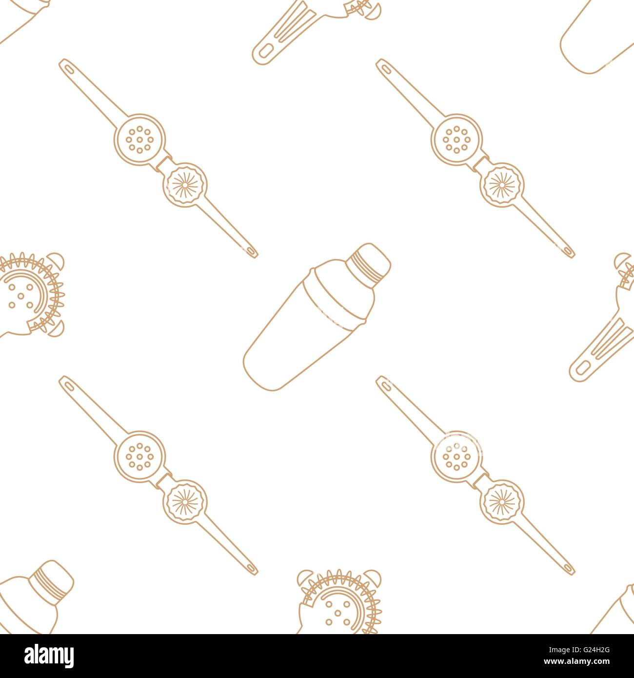 vector brown gold color outline design barman tools cobbler shaker ...