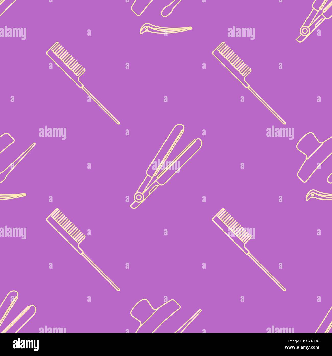 vector light outline design hairdresser iron comb and pins seamless ...