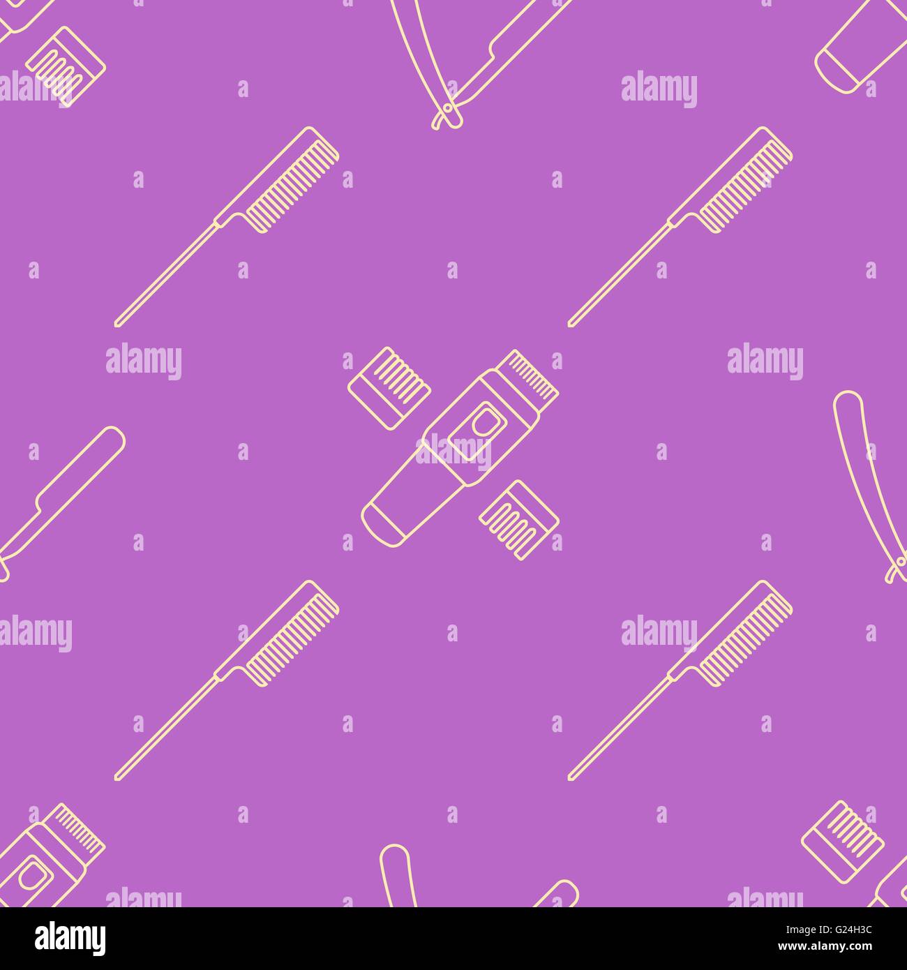 vector light outline design hairdresser machine comb razor seamless ...